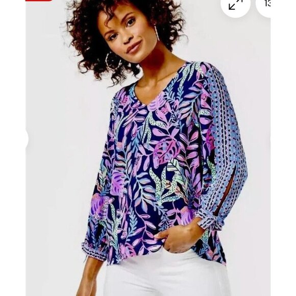 Lilly Pulitzer | Tops | Lilly Pulitzer Pamala Top In Oyster Bay Navy ...